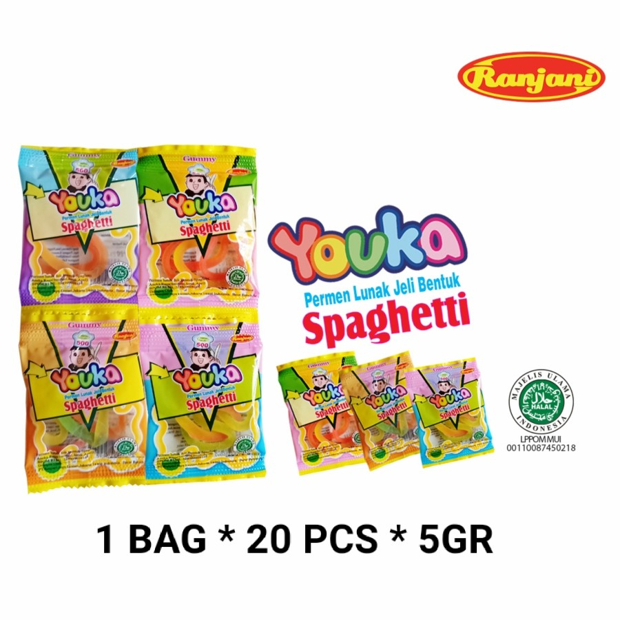 Gummy YOUKA SPAGHETTI Assorted Flavors (20Pcs * 5 Grams) | Shopee ...