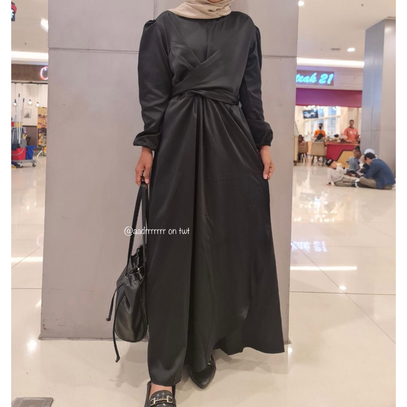 Satin silk Dress satin gamis bridesmaid Graduation Invitation | Shopee ...