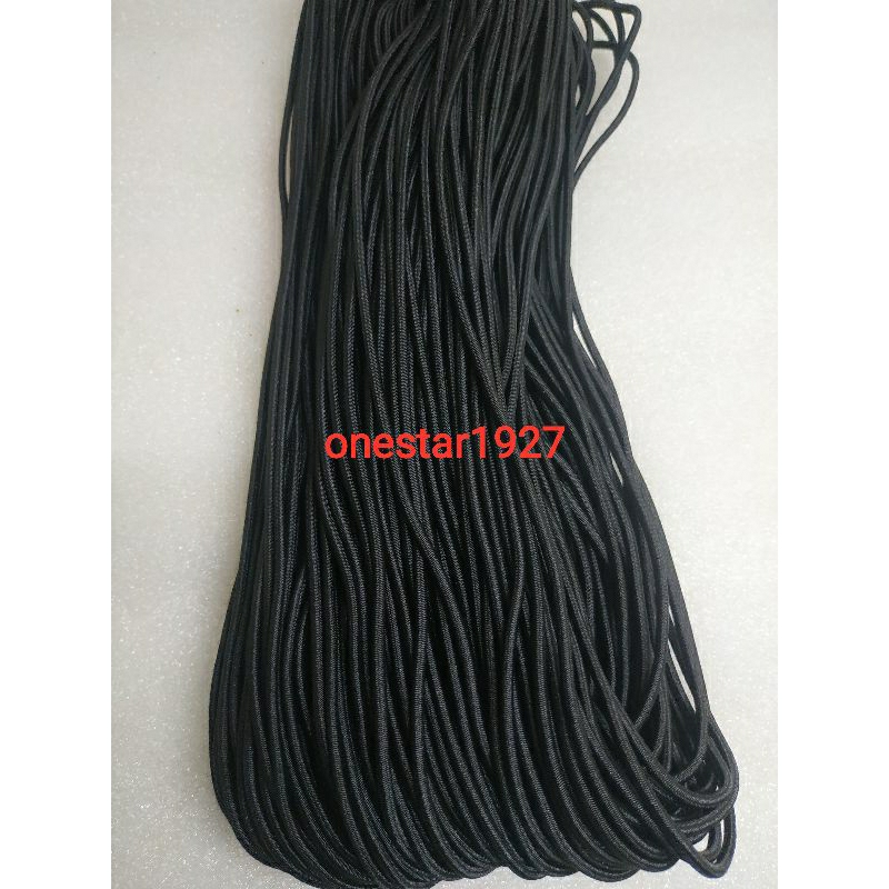 HITAM Premium black 3mm string round elastic rubber rope (10 meters ...