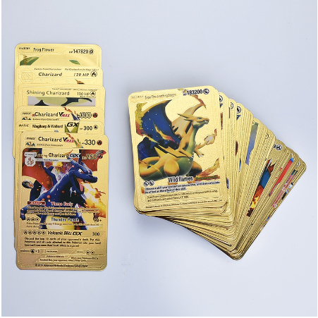 (HOSIJI) Pokemon Cards 10 PCS CARD Trading Card Pikachu Charizard Gold ...