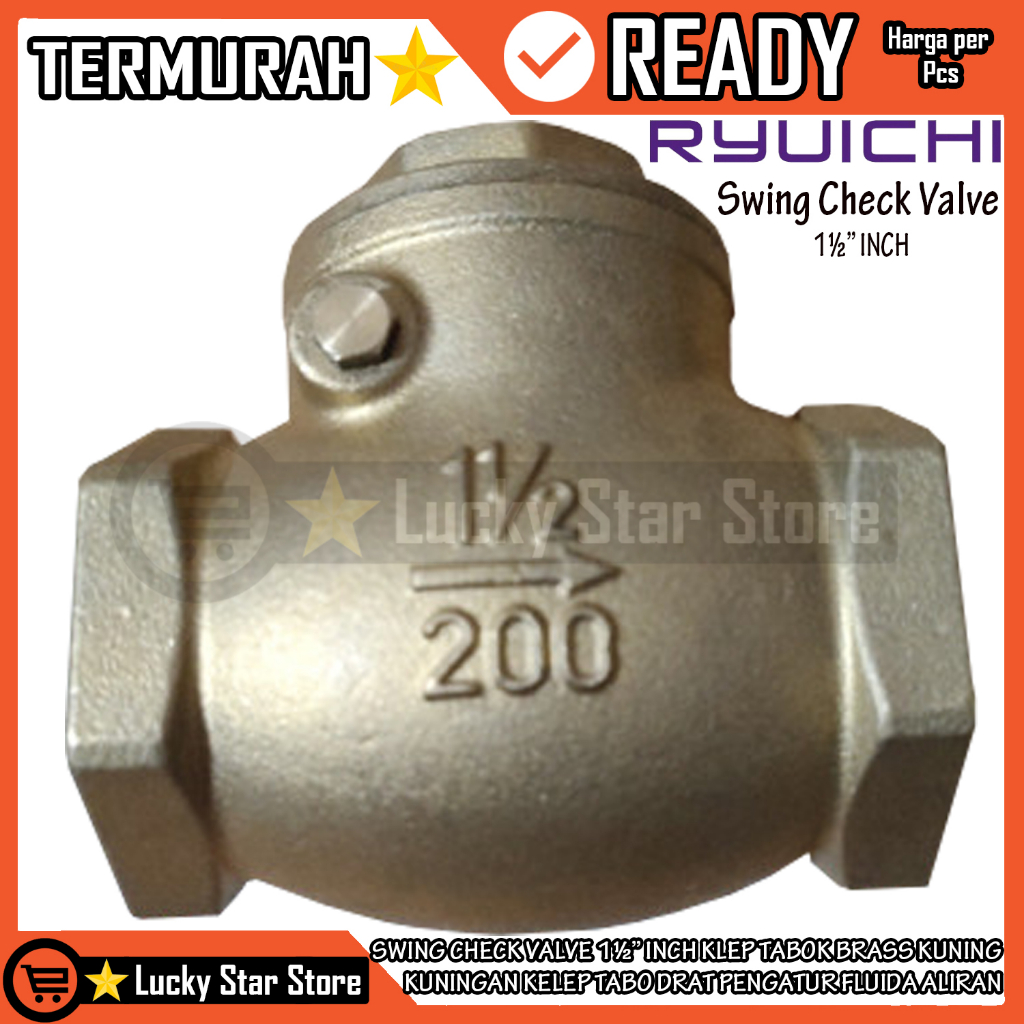 SWING CHECK VALVE BRASS RYUICHI 11⁄2 INCH VALVE TABOK BRASS KELEP TABO ...