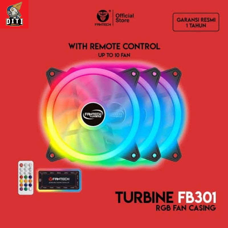 Fantech Fan Casing RGB 12cm TURBINE FB301 Remote Control + 3Fan ...