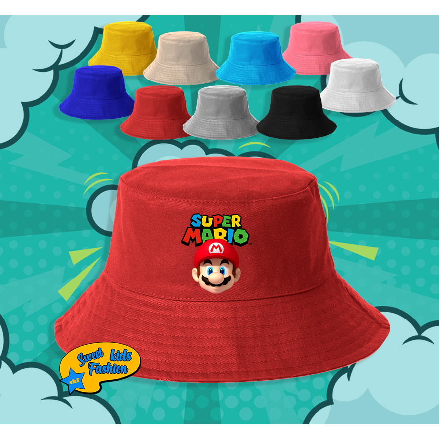 Super Mario Bros Children's Hat Mariobros Children's Bucket Hat ...