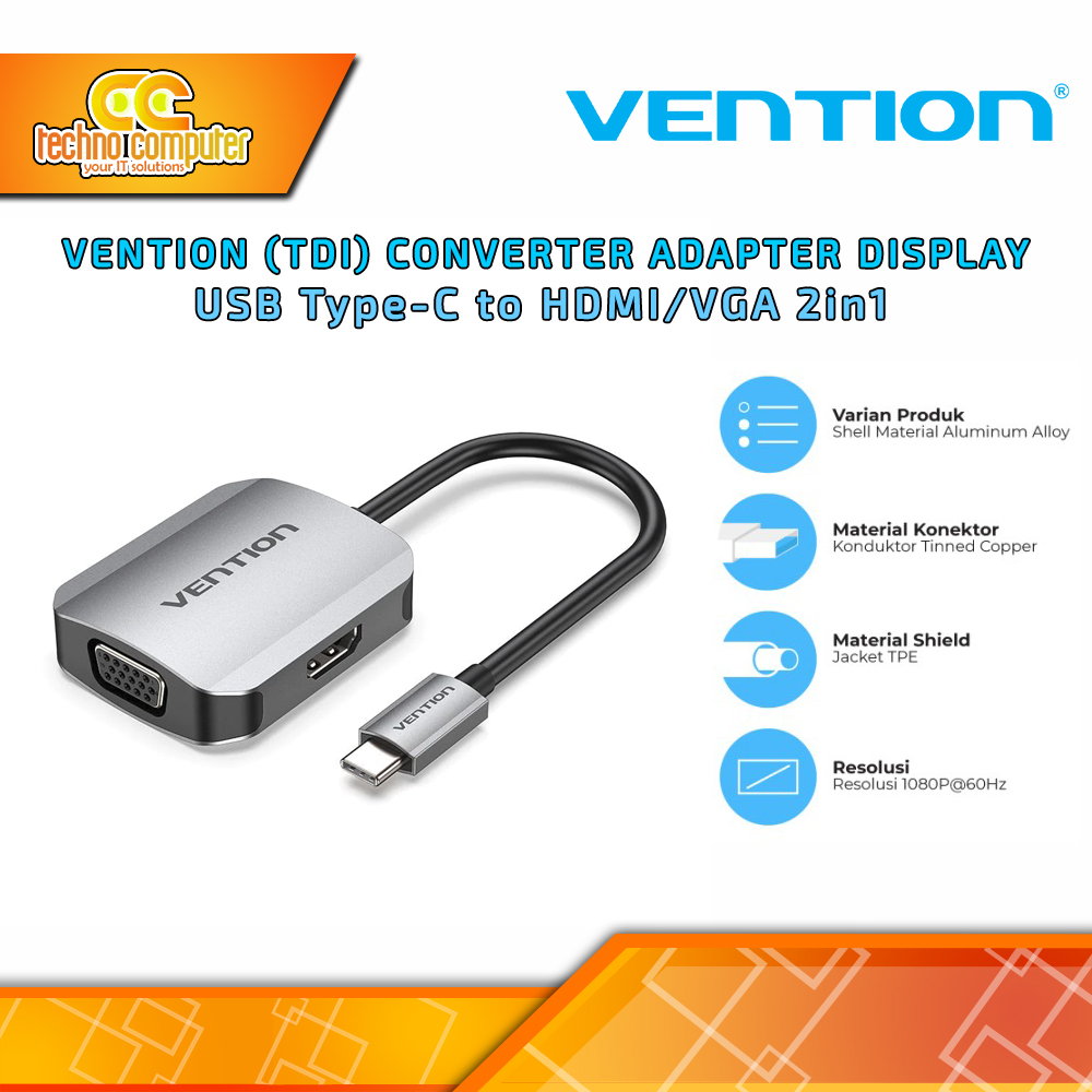 VENTION VENSTION CONVERTER ADAPTER Type-C to HDMI, VGA - TDI | Shopee ...