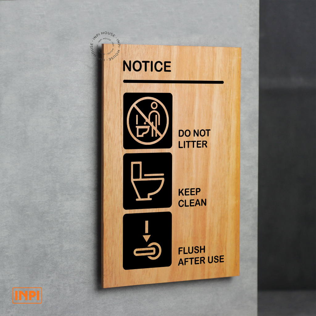 KAYU Inpi - Mahogany Wooden Sign Sticker Portrait Notice Toilet ...