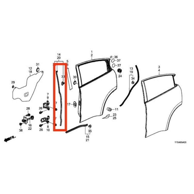 Sub Seal Door Rubber Strand Thin Flat Clamp Middle Clamp Between Front ...