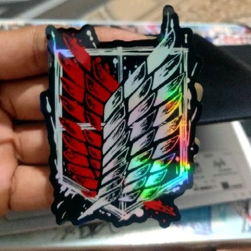 Aot logo hologram anime sticker, laptop car motorbike sticker | Shopee ...
