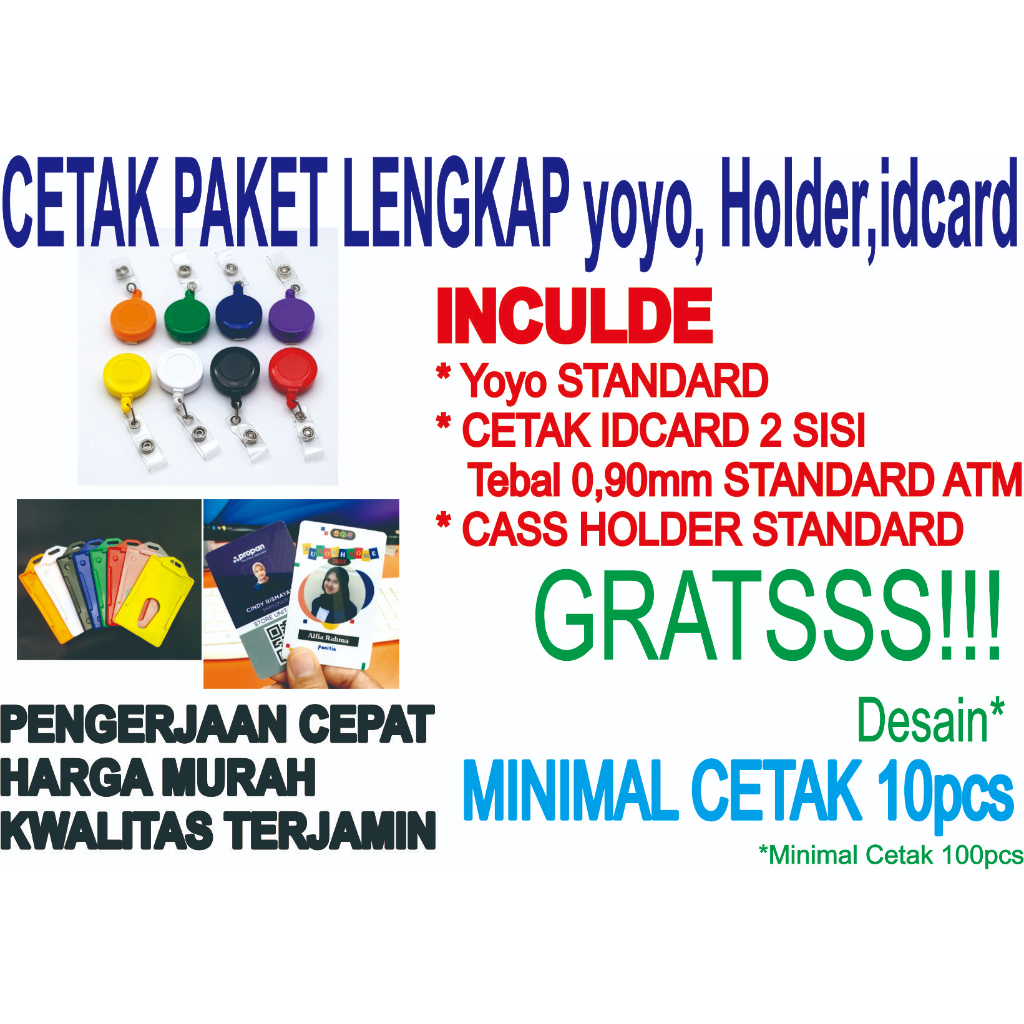 PRINT IDCARD COMPLETE PACKAGE id card Frame + Standard Yoyo + id card ...