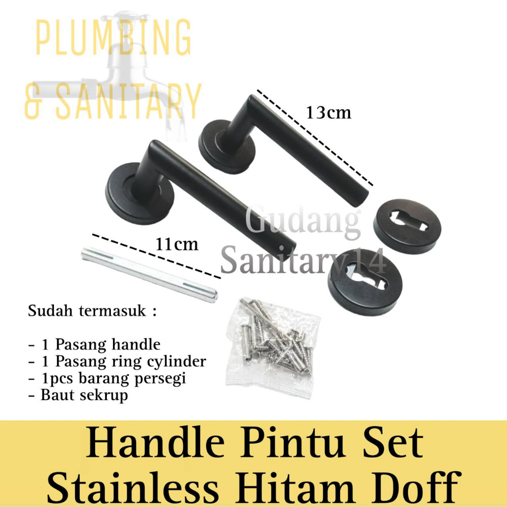 HITAM Door Handle set stainless black doff S03 Door Handle matte black ...