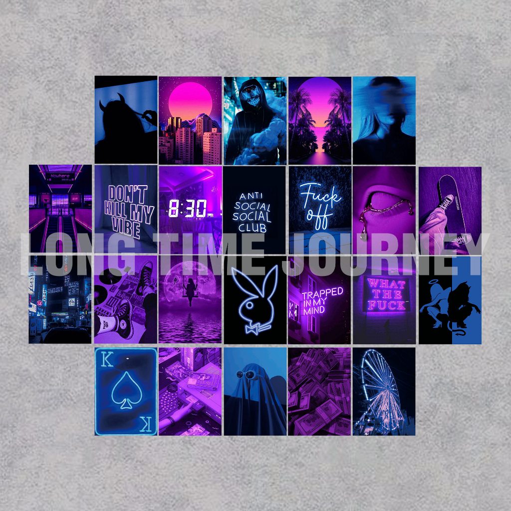 Blue Neon & Purple Neon wall Poster 12 pcs Aesthetic Poster tumblr wall ...