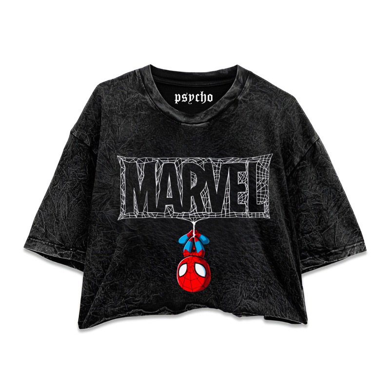 Psycho Crucify "MARVEL" Oversized Crop Top | Crop Tee | Washed Oversize ...