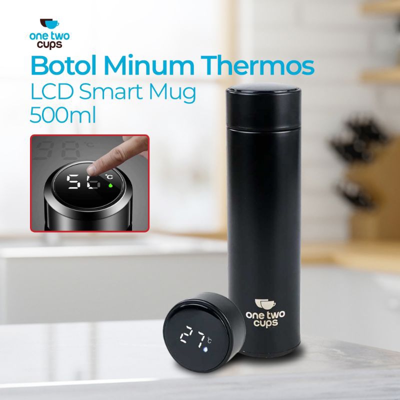 TERMOS One two cups thermos bottle 500 ml heat and cold resistant LED ...