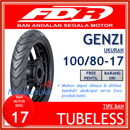 FDR Genzi 100/80-17 Tubeless (TL) Moped Motorcycle Tires | Shopee ...