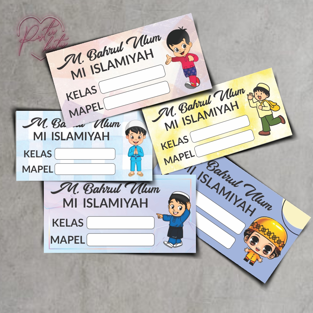 Custom Textbook label Sticker For Muslim Boy Theme School Name | Shopee ...
