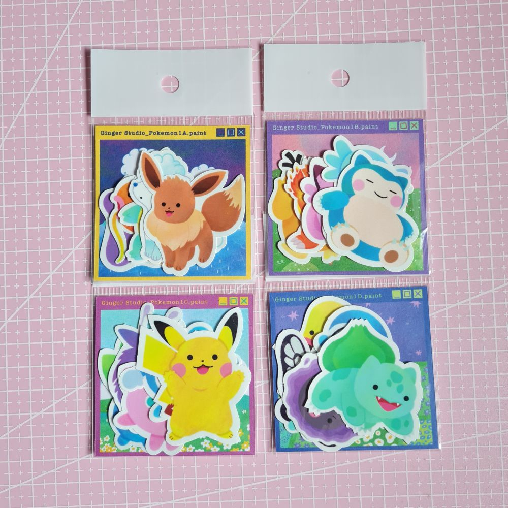 Ginger STUDIO Pokemon Sticker Pack/Sticker Die Cut Illustration ...