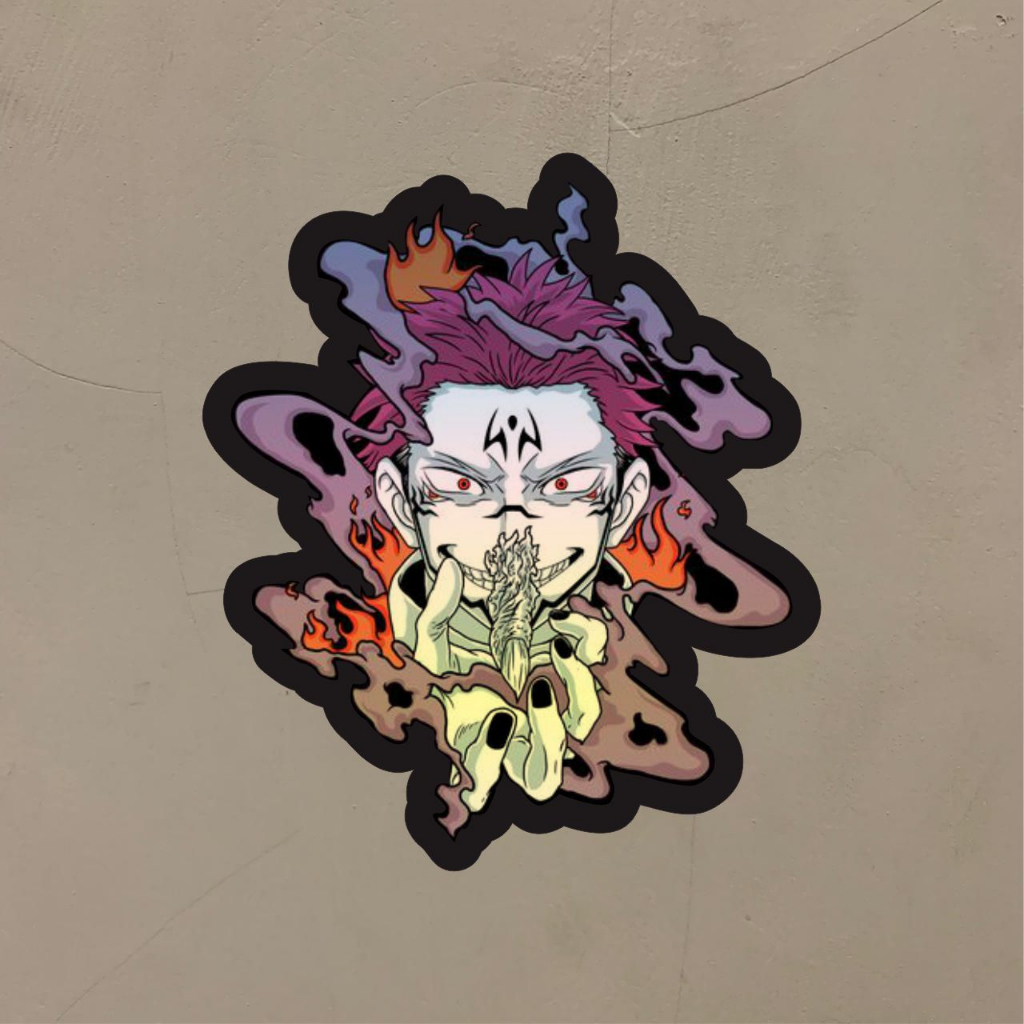 Sukuna Jujutsu Hologram Anime Sticker Case Hp And Laptop 7cm | Shopee ...