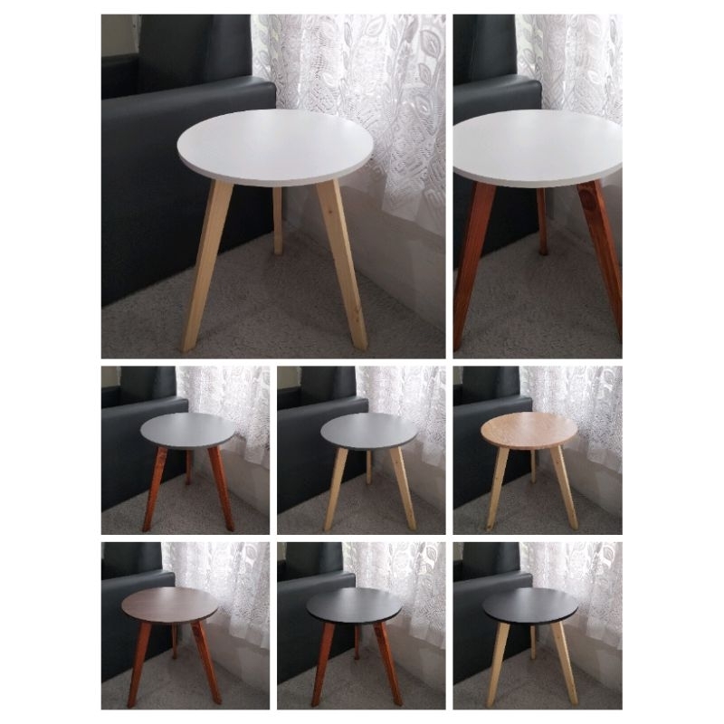 KAYU Round table/corner table/aesthetic table with wooden legs/iron ...