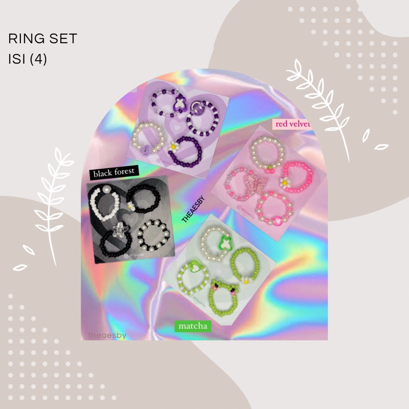 (NO PO) 10KRing SET OF 4, BEAD RINGS, BEADSRing, KPOP RINGS, KPOPRing ...
