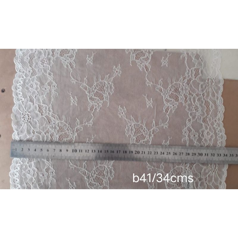 Stretch lace 32 Cm wide, BW color (Price per yard) | Shopee Philippines