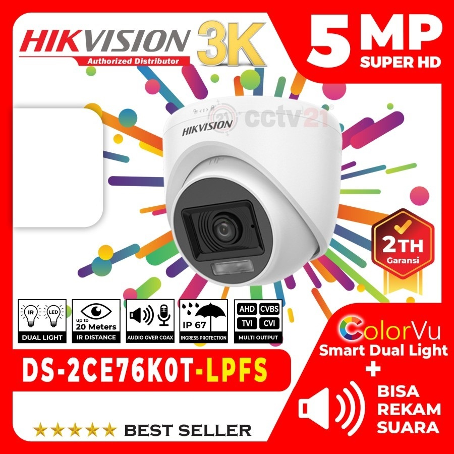 Cctv COLORVU AUDIO HIKVISION DS-2CE76K0T-LPFS 5MP 3K DUAL LIGHT INDOOR | Shopee Philippines