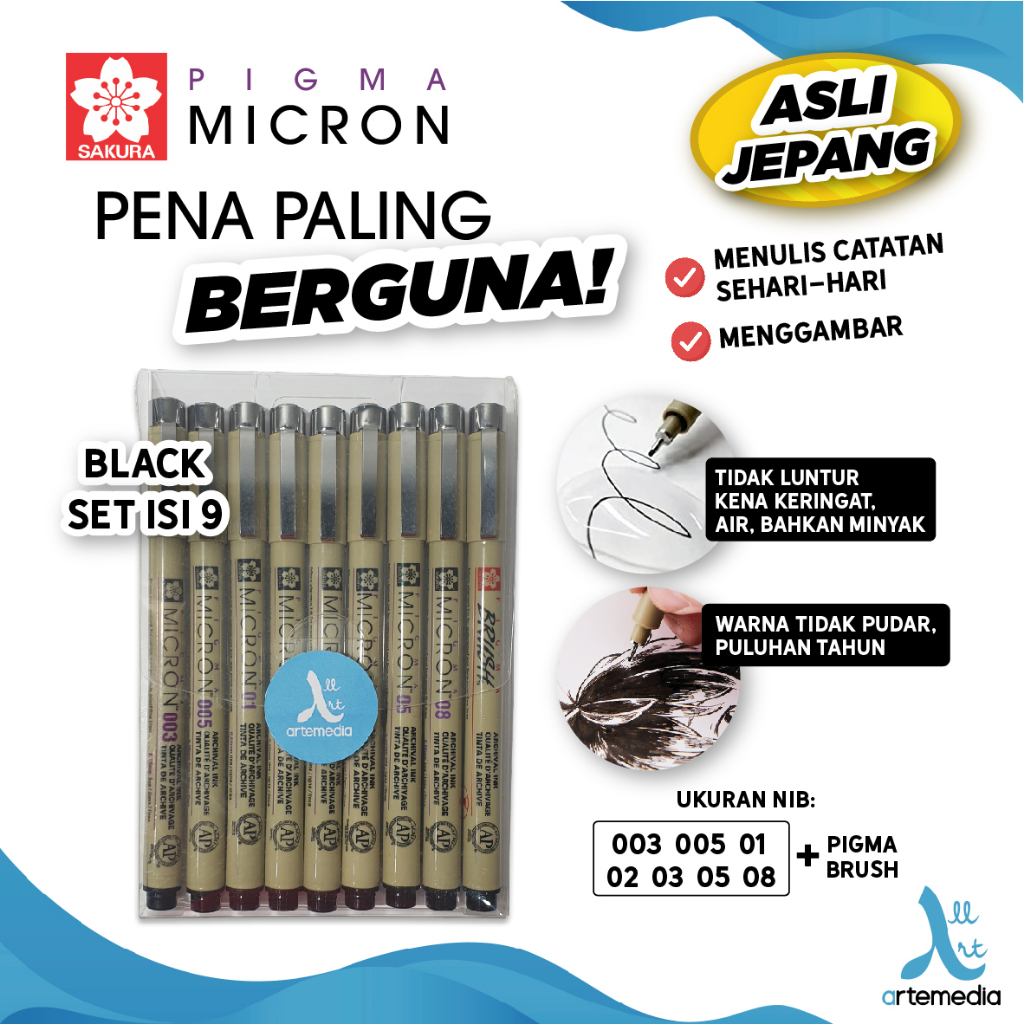 Sakura Pigma Micron Drawing Pen Set of 9 Pigment Ink | Shopee Philippines