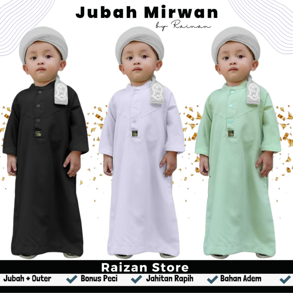 Raizan STORE MIRWAN Children's Robe By Rainan ORI (Free Kopiah) / Long Sleeve Boys' Gamis ...