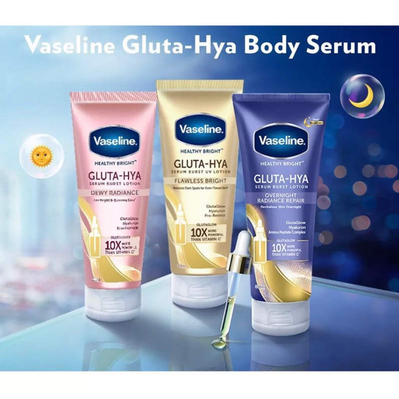 Vaseline GLUTA HYA FLAWLESS BRIGHT | Dewy RADIENCE | Overnight RADIENCE ...