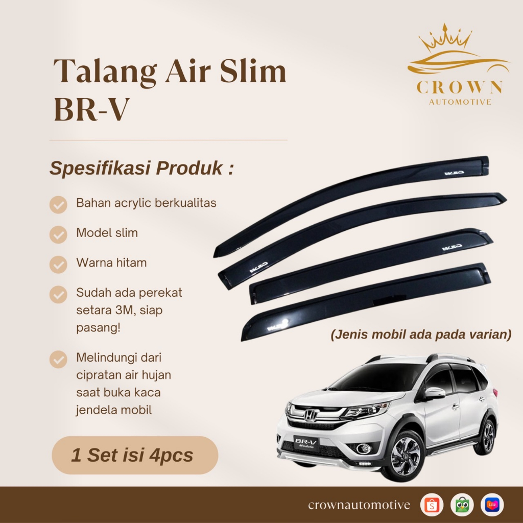 Honda BRV Slim 4 Door Car Water Gutters | Shopee Philippines