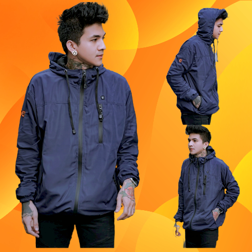 Parachute Jacket Men REBEL ID Jacket taslan waterproof NAVY Motorcycle ...