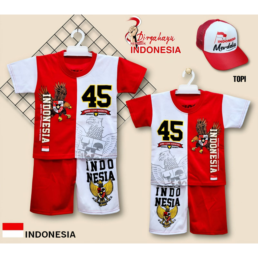 MERAH PUTIH Indonesian Children's Clothing Set Merdeka Garuda Red And ...