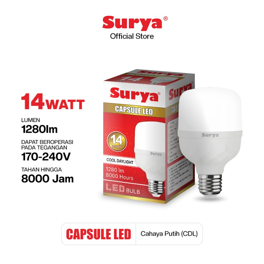 CAHAYA PUTIH Solar Capsul Bulb LED Capsule Lamp 14watt White Light ...