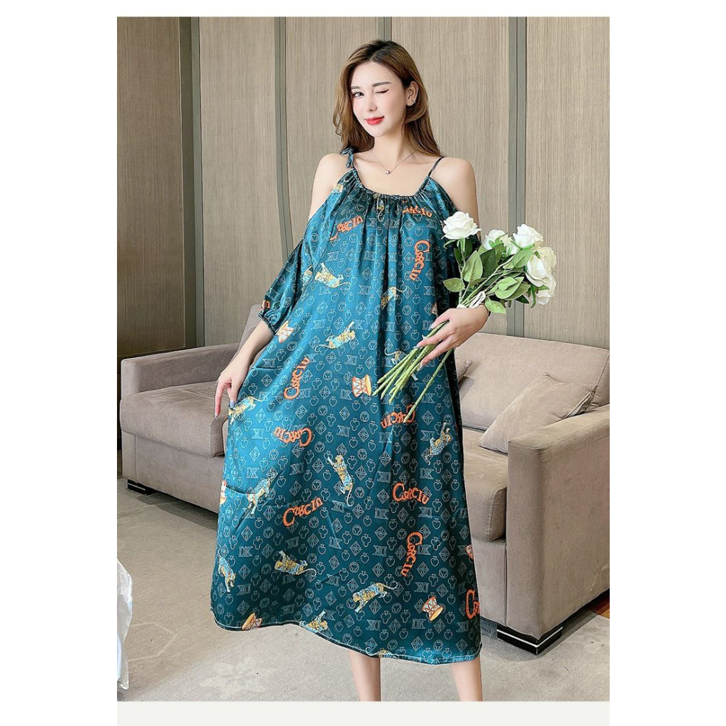 Contemporary women's negligee made of imported satin, long sleeves with ...
