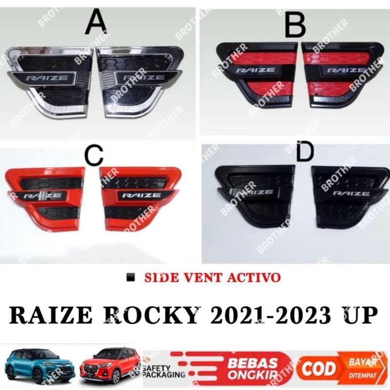 HITAM MERAH Side Vent Air Flow Raize Rocky 2021 2022 2023 2024 up ...