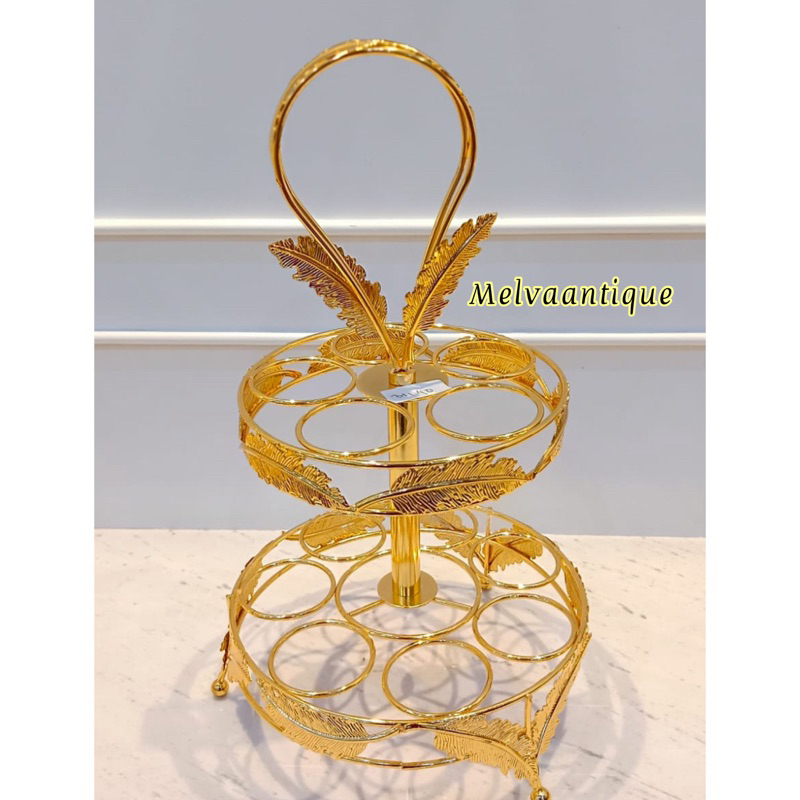 Mineral Water Rack / 2 tier Gold Drink Rack / Glass Drink Rack | Shopee ...