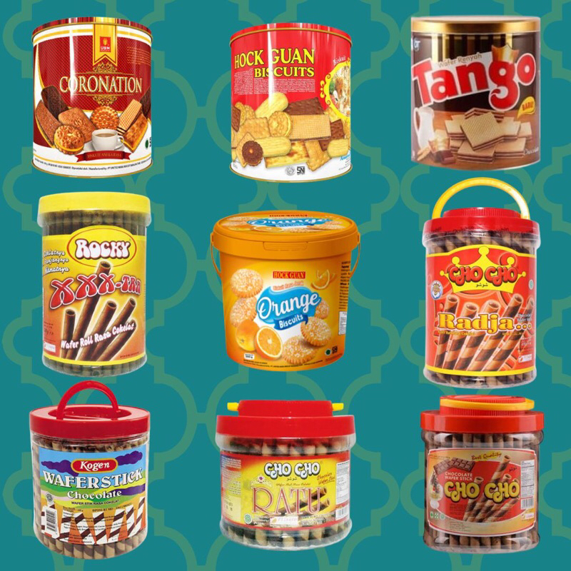 Biscuit WAFER LEBARAN PER Carton Of 6 Jars (HOCKGUAN, TANGO, CORONATION ...