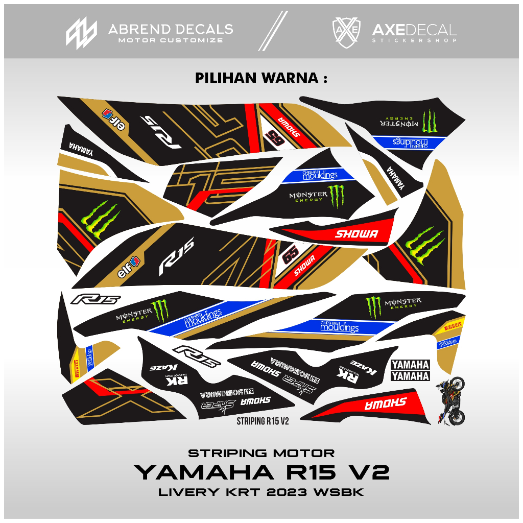 Striping Yamaha R15 V2 Livery KRT 2023 WSBK Racing/Motorcycle Sticker ...