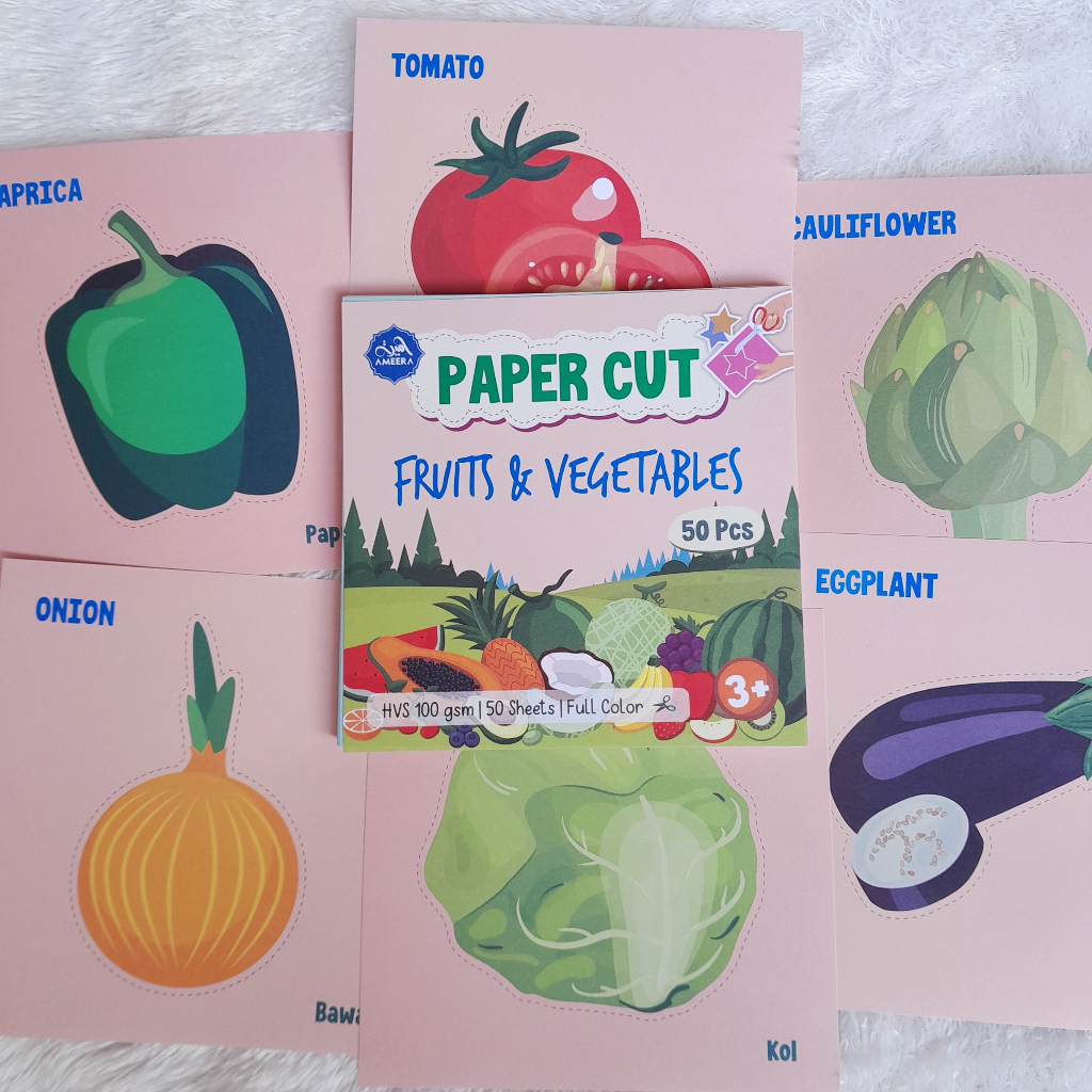 Fruit & vegetable theme paper cutting practice 50 sheets | Shopee ...