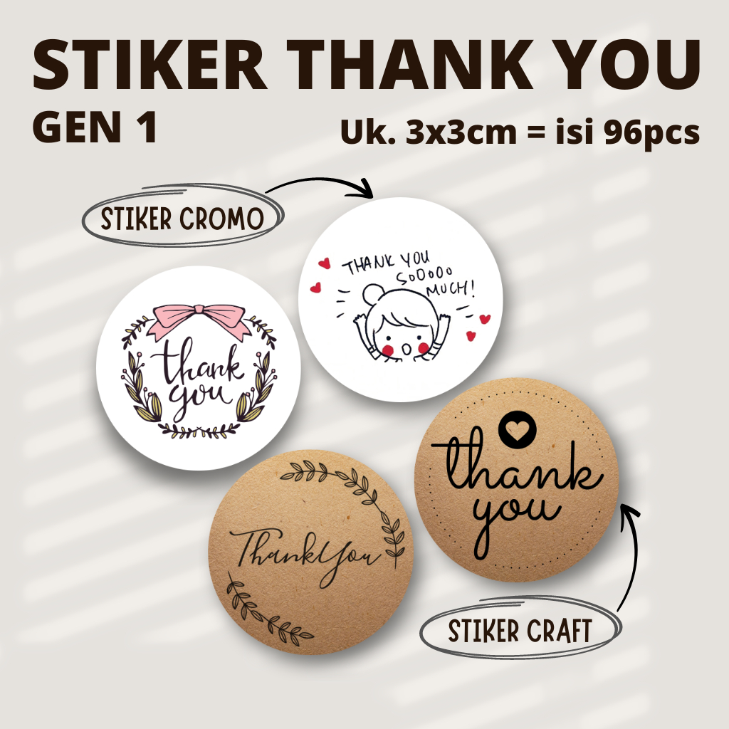 Thank YOU LABEL STICKER / THANK YOU 3cm = 96pcs (CRAFT / CROMO A3 ...