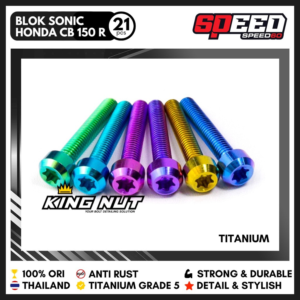 Honda Sonic CB 150 R Block Bolts Thai King Nut Grade 5 Titanium Bolts ...