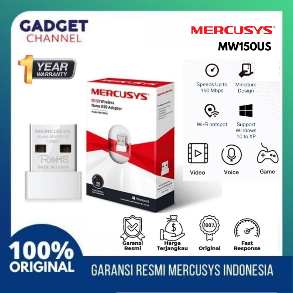 Mercusys MW150US / N150 150Mbps Wireless Nano USB Adapter - Official 1 ...