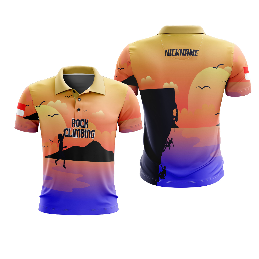 Polo Rock Climbing Sports Sport Climbing Men Full Printing Custom ...