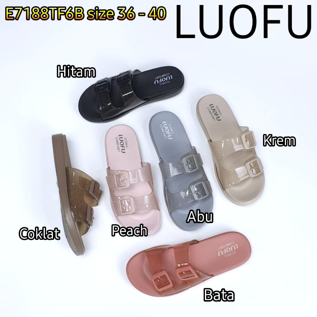 LUOFU E7188TF6B ORIGINAL jelly soft rubber sandals for women, imported ...