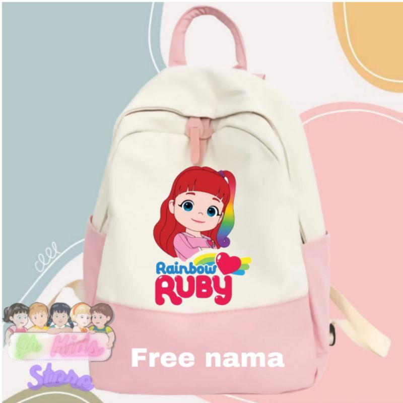 School CHILDREN'S BACKPACK WITH RAINBOW RUBY/FREE NAME IMAGE | Shopee ...