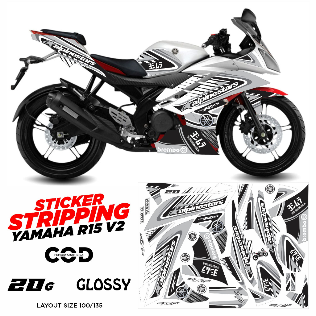 Yamaha R15 V2 Variation striping/R15 V2 Motorcycle decal Sticker/Yamaha ...