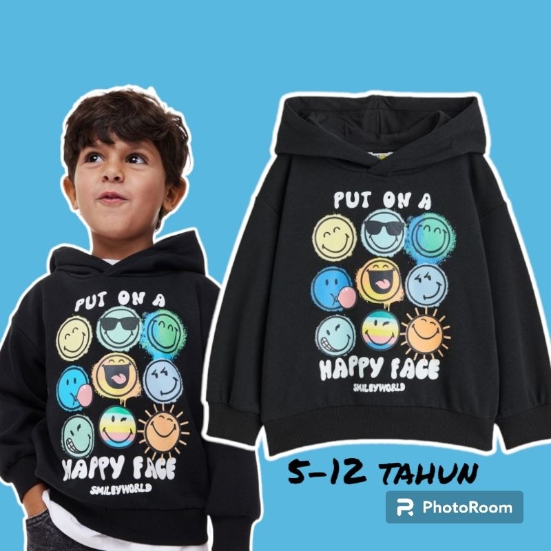 SWITER FOR CHILDREN AGED 5 - 12 YEARS HAPPY FACE BLACK | Shopee Philippines