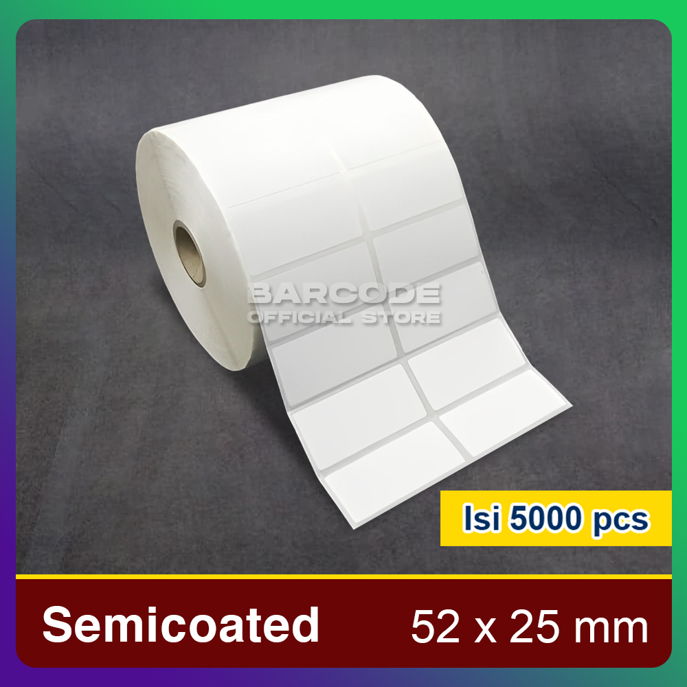Barcode Sticker Label 52mm X 25mm (2 Line) Semi-coated contains 5000 ...