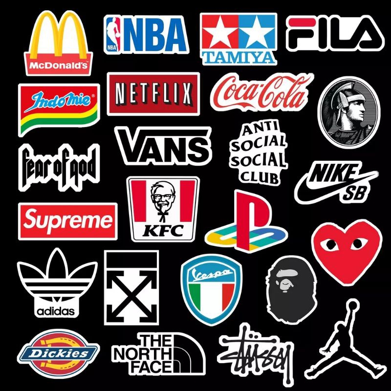 30 pcs famous brand logo stickers brand logo stickers | Shopee Philippines