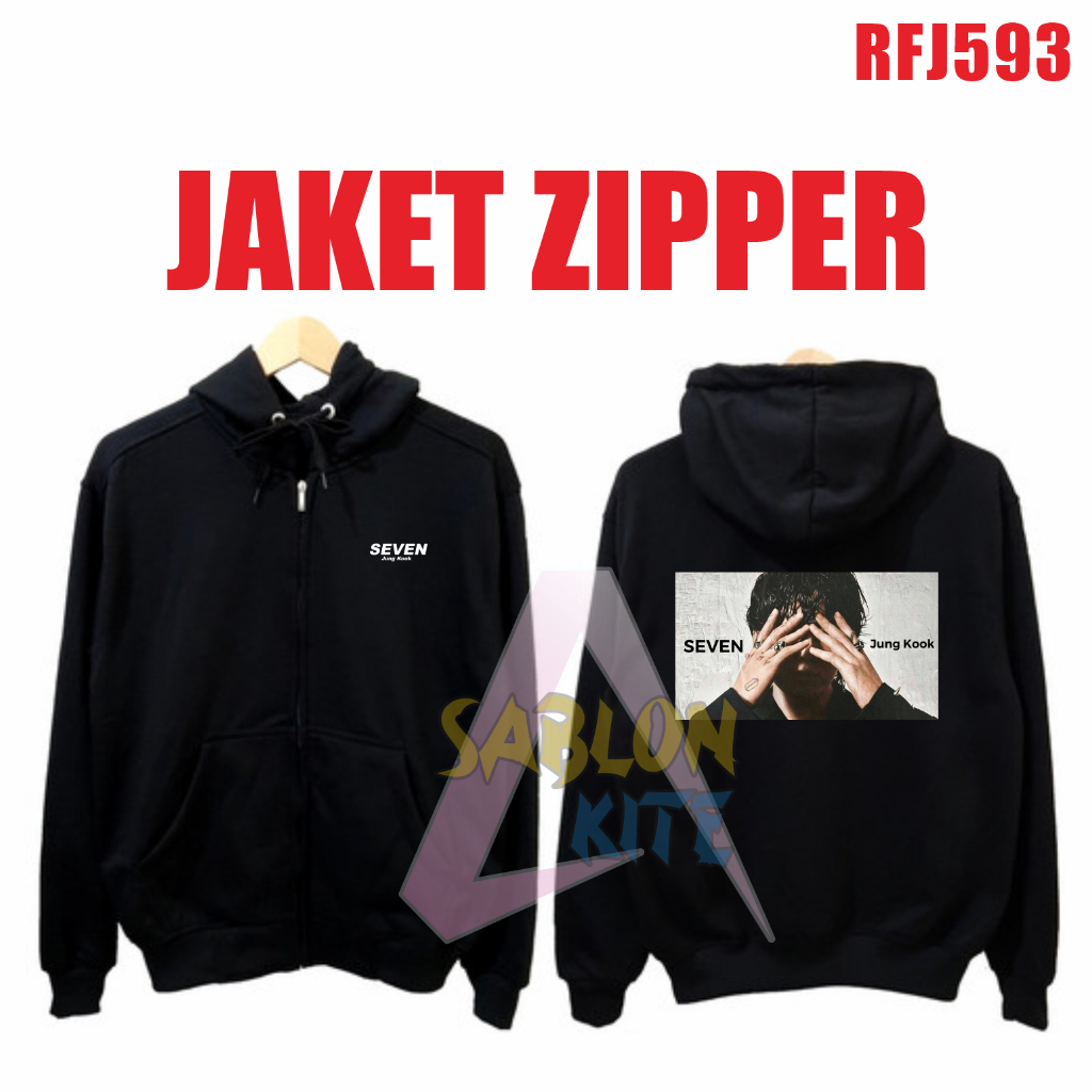 Seven FOTO Jungkook zipper hoodie jacket free Photocard RFJ593 front ...