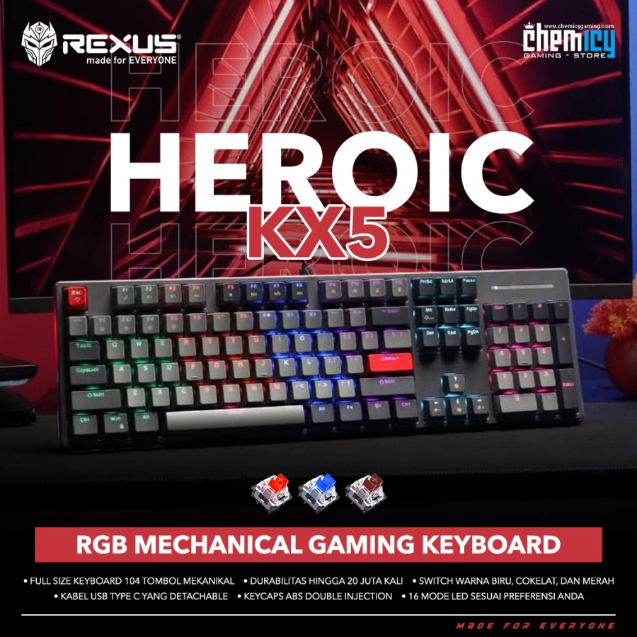 Rexus Heroic KX5 Fullsize Mechanical Gaming Keyboard | Shopee Philippines