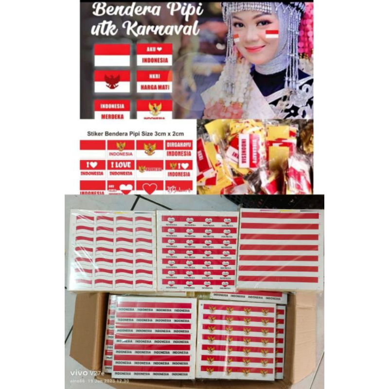 MERAH PUTIH Red And White Face STICKER Indonesian Independence Face ...